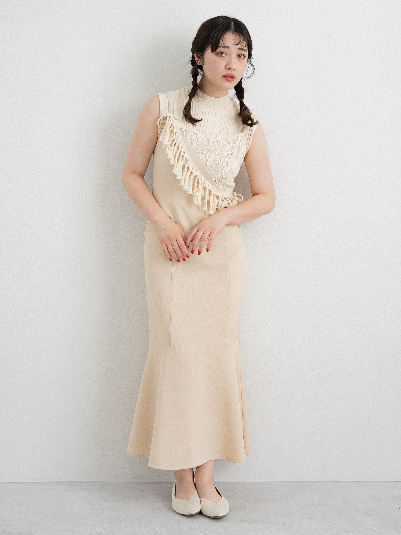 detachable fringe camisole one-piece